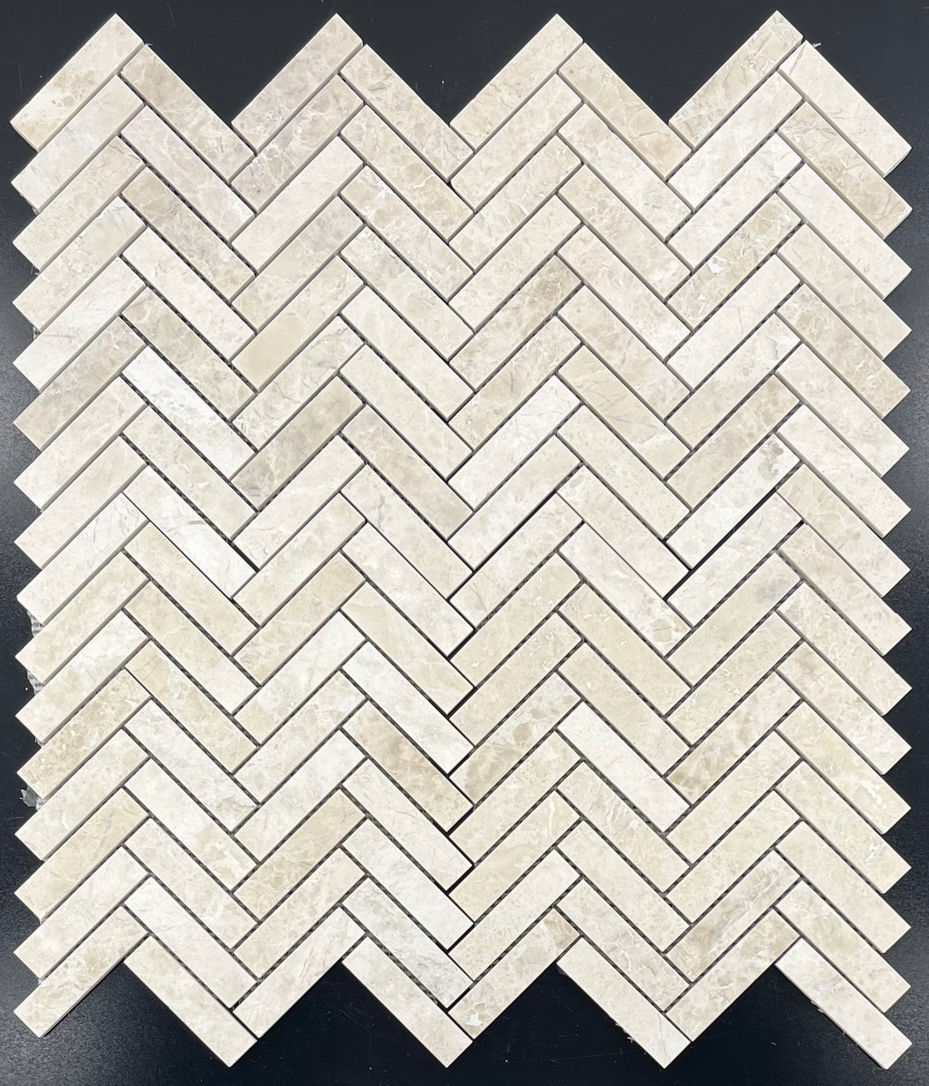 Vanilla Royale 1" x 4" Herringbone Mosaic Honed – Elon Tile & Stone