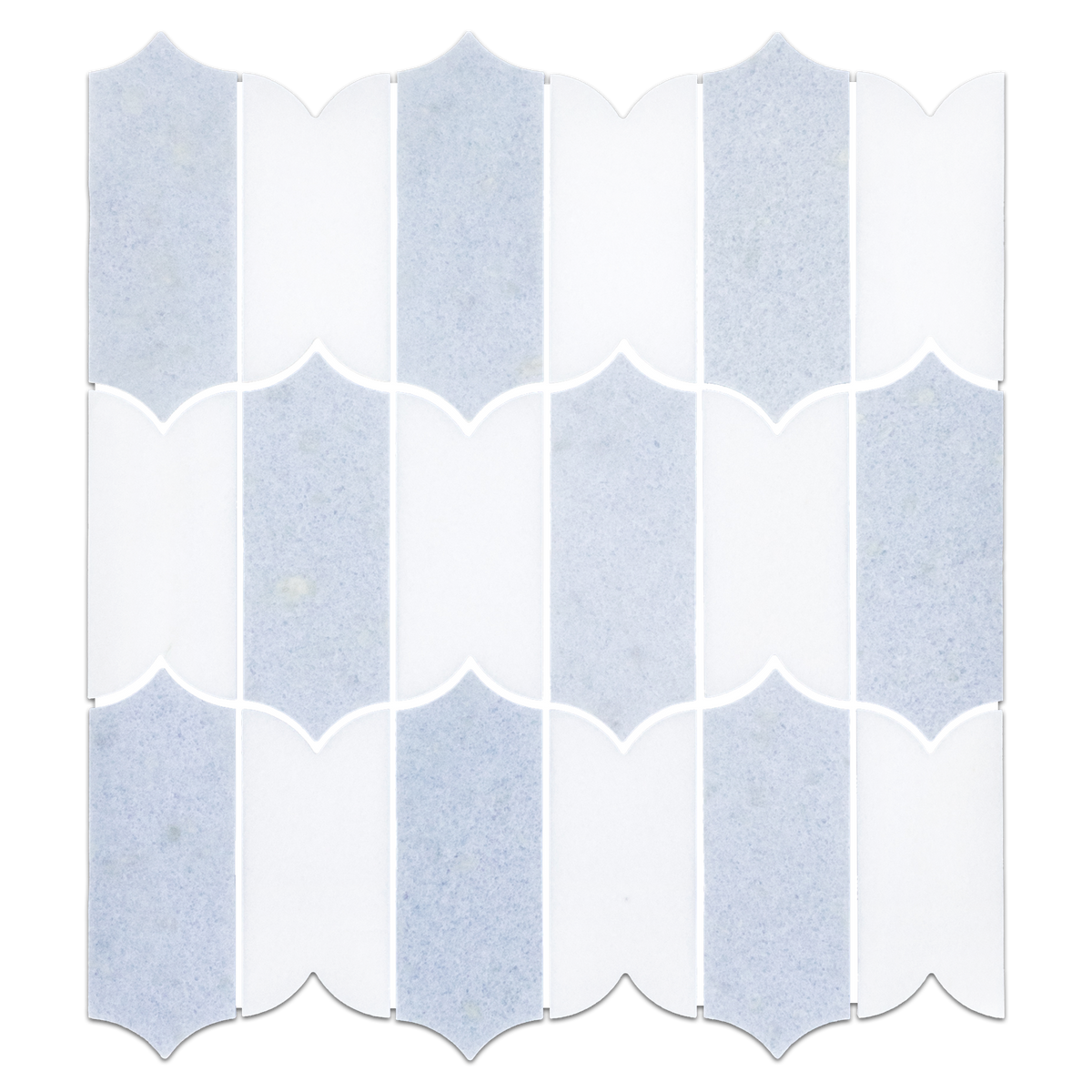 Blue Celeste & White Thassos Regalia Mosaic Honed – Elon Tile & Stone