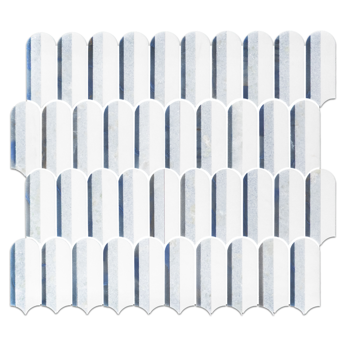 Azul Macauba, Blue Celeste & White Thassos Tri-Blend Wave Mosaic Polis ...
