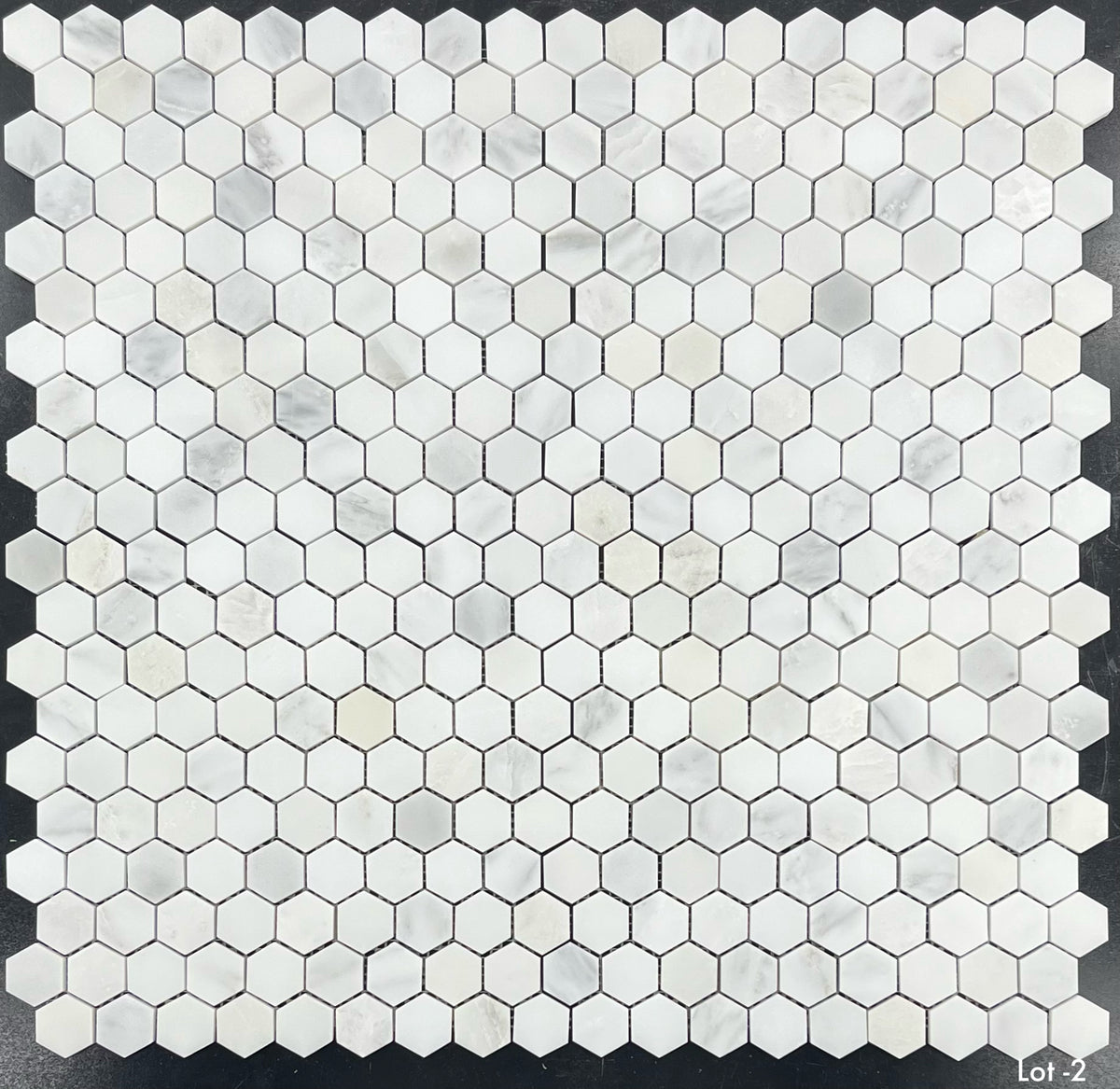 Mosaico hexagonal blanco perla de 1 1/4" pulido – Elon Tile & Stone