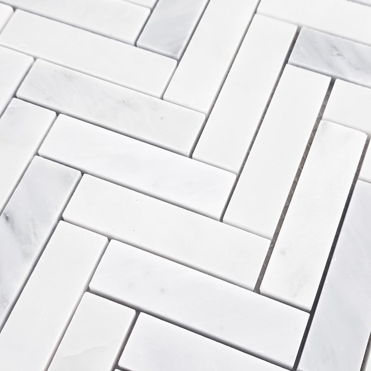 Pearl White 1" x 4" Herringbone Mosaic Honed – Elon Tile & Stone