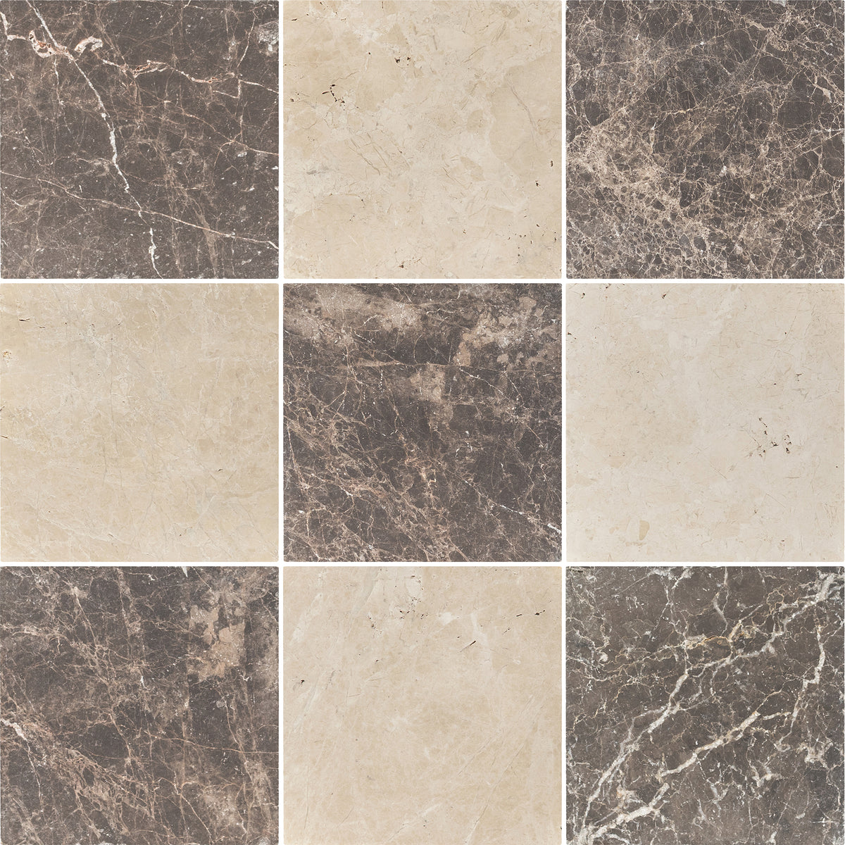Espresso & Vanilla Royale 10" Checkerboard Tumbled – Elon Tile & Stone