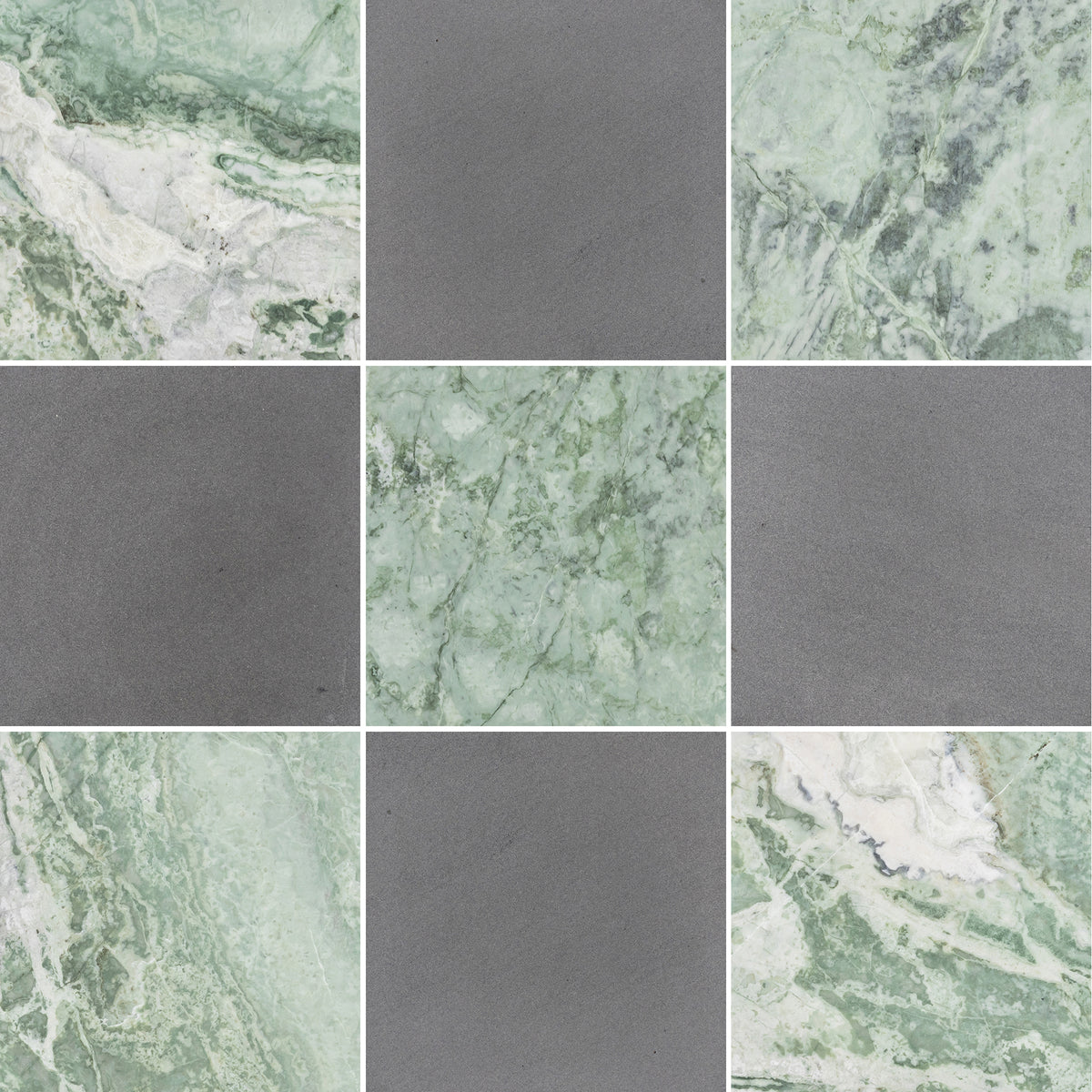 Emerald Green & Grey Basalt 12" Checkerboard Honed – Elon Tile & Stone