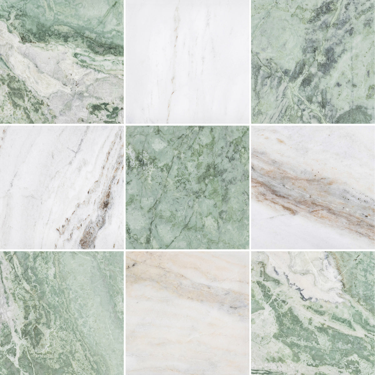 Emerald Green & Bianco Oro 12" Checkerboard Honed – Elon Tile & Stone