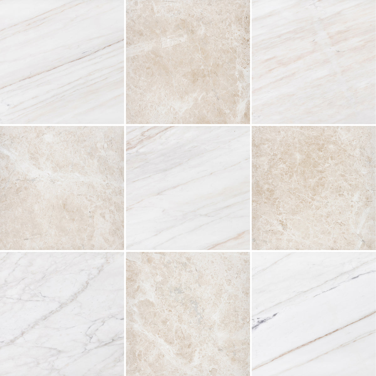 Vena D'Oro & Vanilla Royale 12" Checkerboard Honed – Elon Tile & Stone