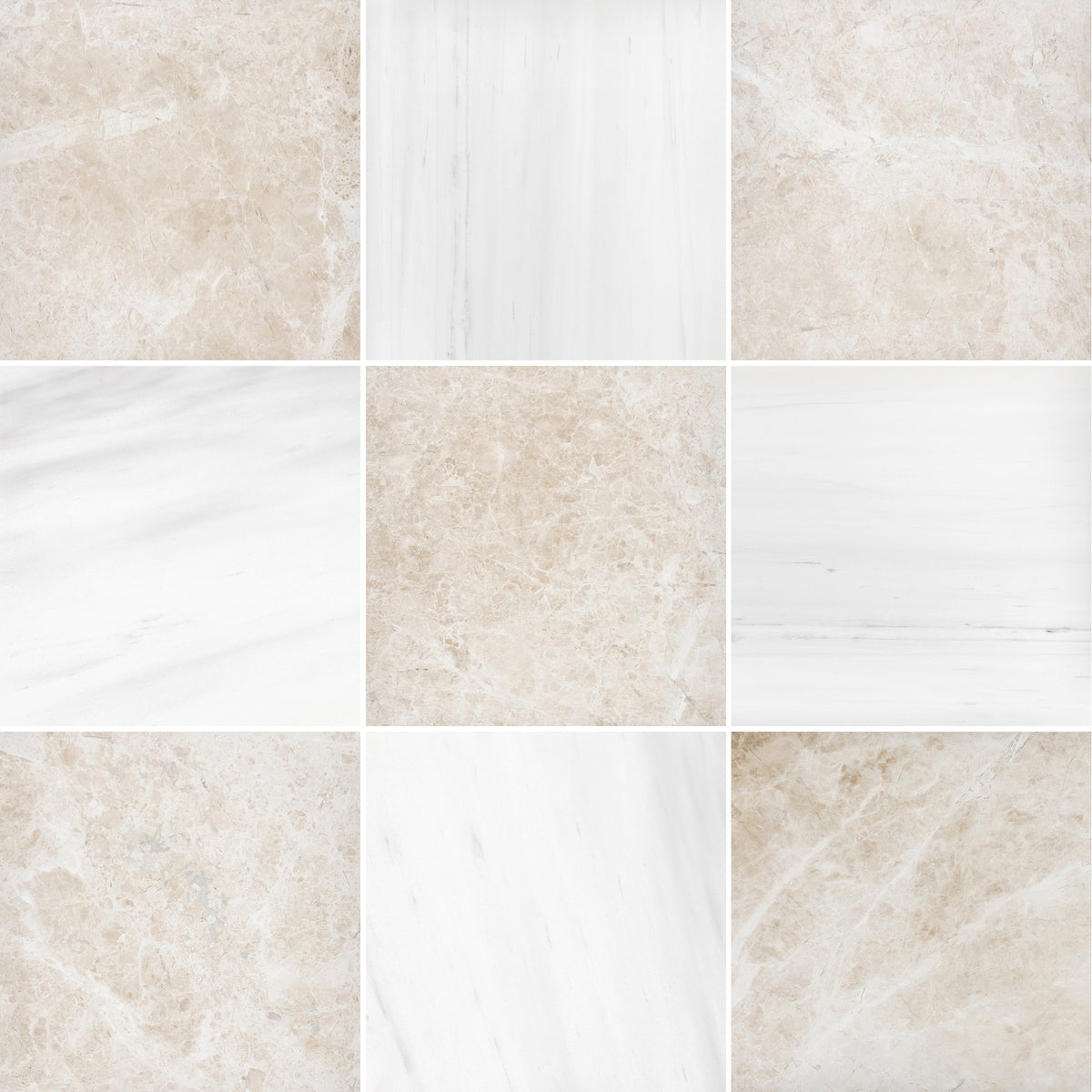 Vanilla Royale & Select Dolomite 12" Checkerboard Honed – Elon Tile & Stone