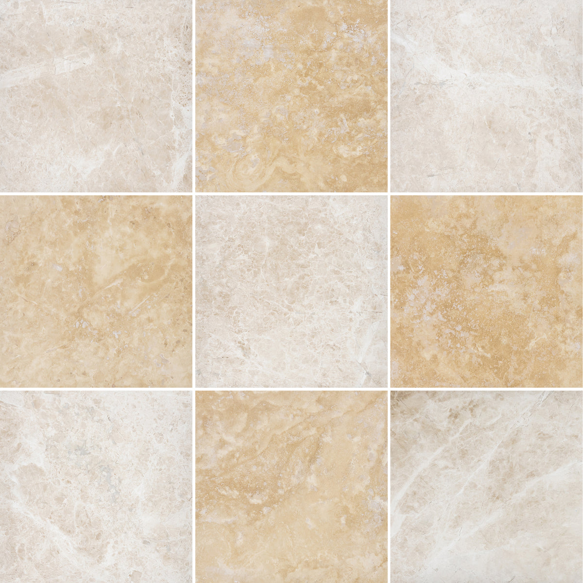 Vanilla Royale & Light Ivory 12" Checkerboard Honed – Elon Tile & Stone