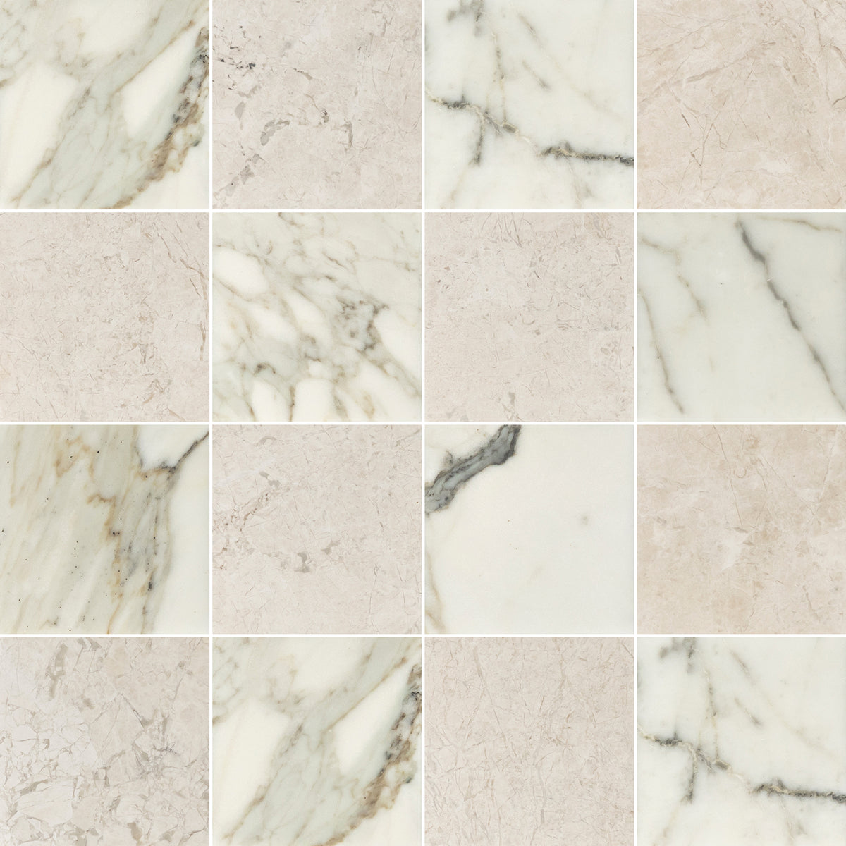 Calacatta Gold & Vanilla Royale 4" Checkerboard Honed – Elon Tile & Stone