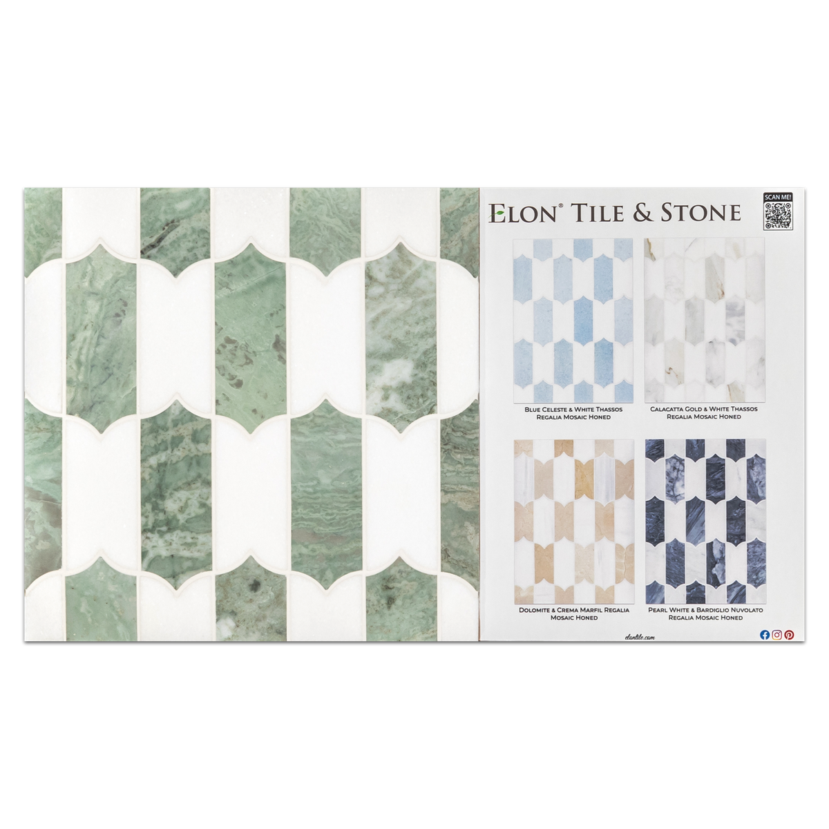 White Thassos & Emeald Green Regalia Label Board – Elon Tile & Stone