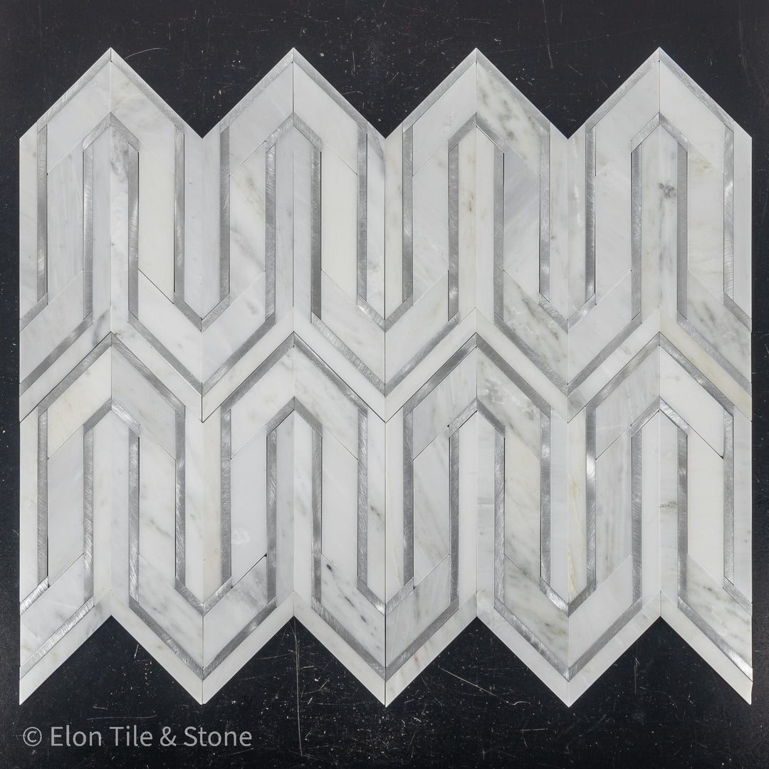Pearl White Serpentine with Silver Aluminum Polished – Elon Tile & Stone