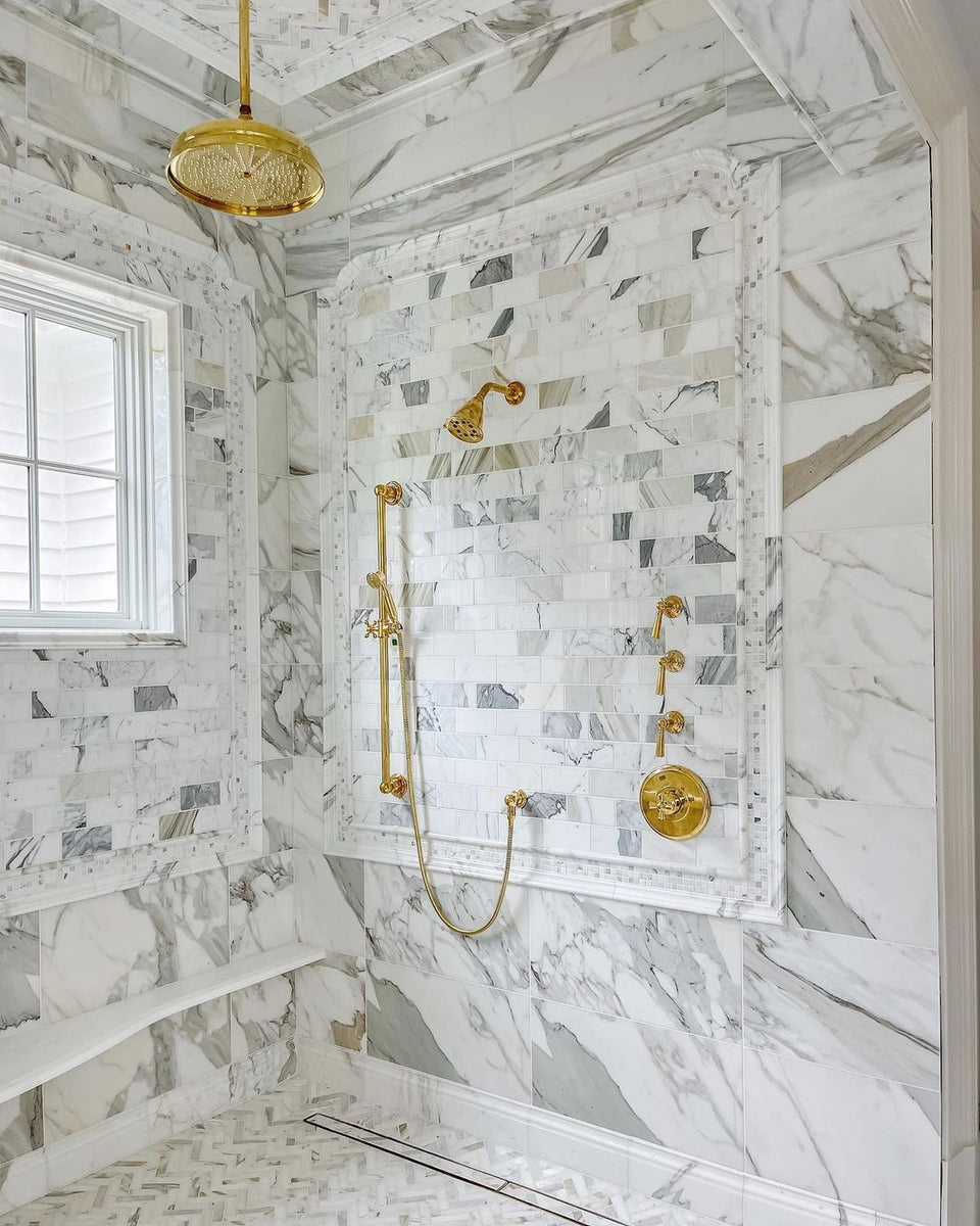 Calacatta Gold Marble Shower