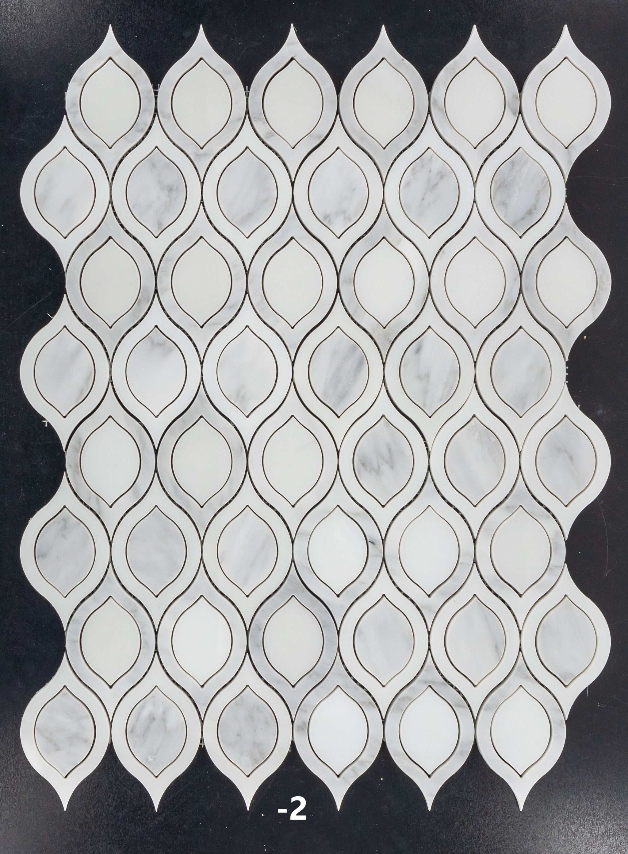 Pearl White Raindrop with Mystic Gray Waterjet Polished – Elon Tile & Stone