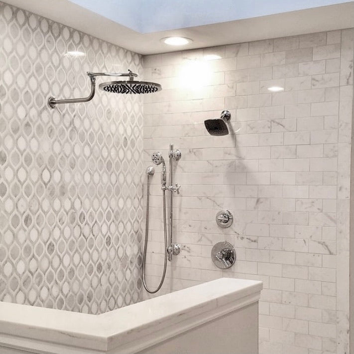 Pearl White Raindrop with Mystic Gray Waterjet Polished – Elon Tile & Stone